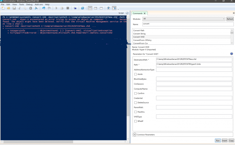 Convert Vhd Hyper V Encountered An Error Trying To Access An Object On Computer Because