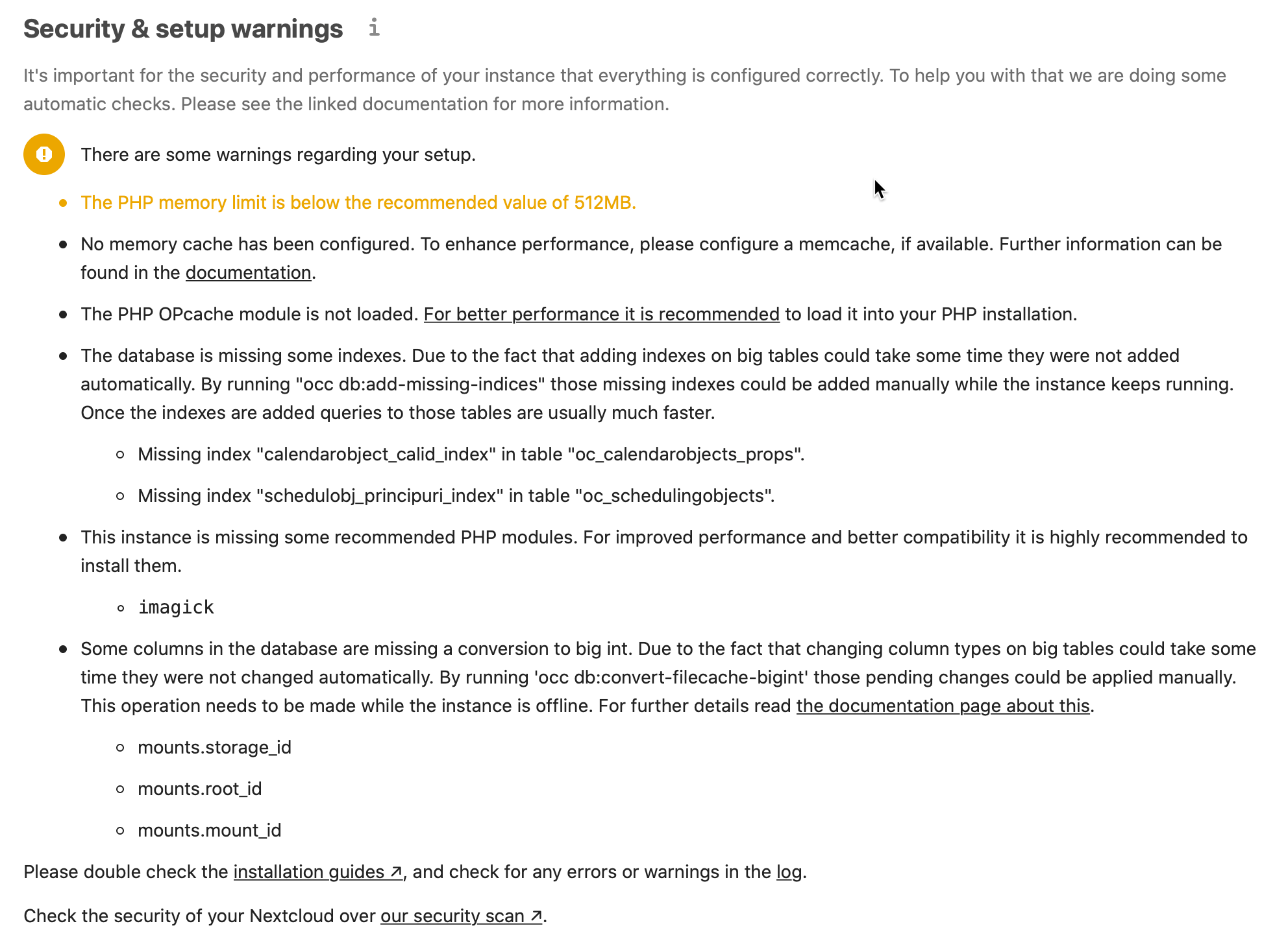 Resolving NextCloud Warnings/Errors | IT Blog