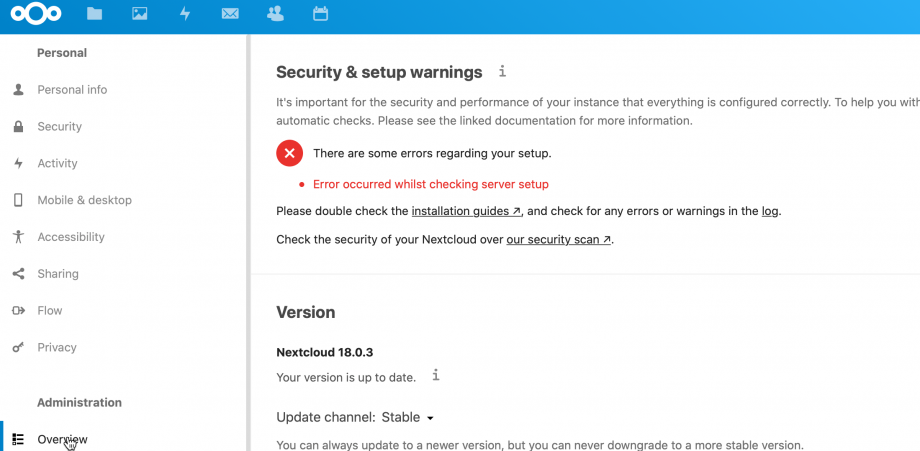 Resolving NextCloud Warnings/Errors | IT Blog