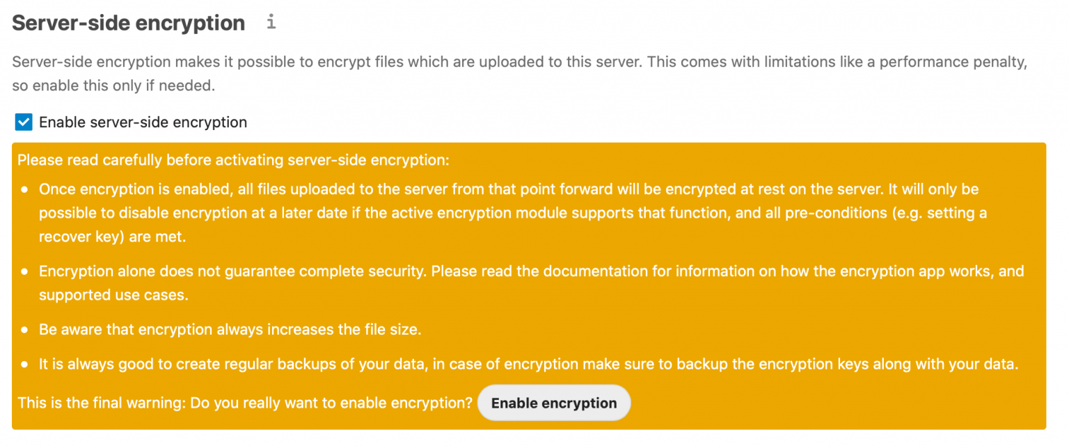 Enable server side encryption on Nextcloud | IT Blog
