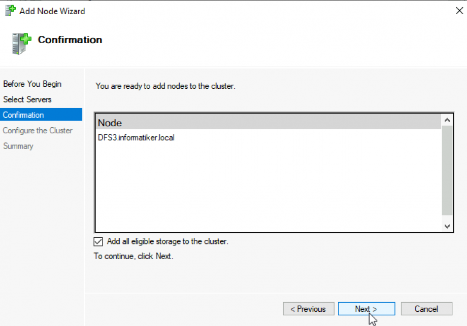 Add a new node to Windows Server Failover Cluster | IT Blog