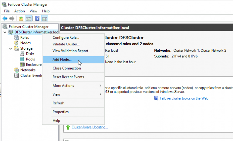 Add a new node to Windows Server Failover Cluster | IT Blog