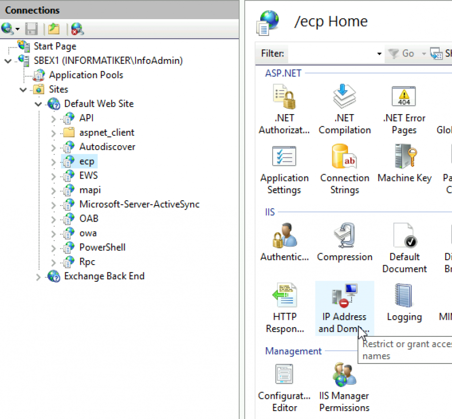 Disable Access to the Exchange 2019 ECP from the internet | IT Blog