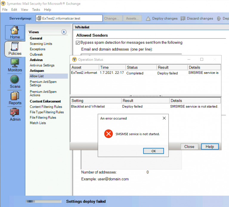 Accessing SMSMSE 7.10 on multiple servers via central console (Symantec ...
