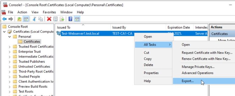 Implementing Two-Tier PKI – issuing Web Server certificate for Windows and Linux Web servers ...