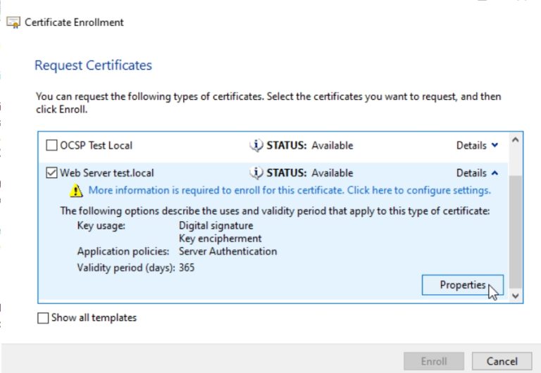 Implementing Two-Tier PKI – issuing Web Server certificate for Windows ...
